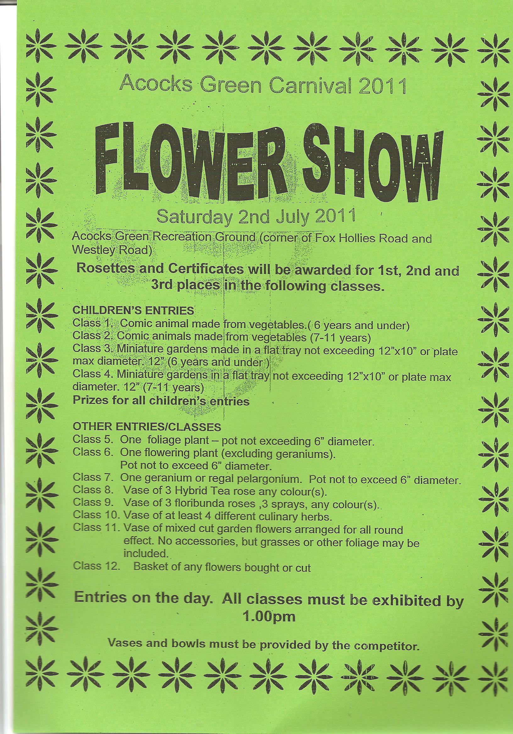 Flower Show Entries | Acocks Green Neighbourhood Forum