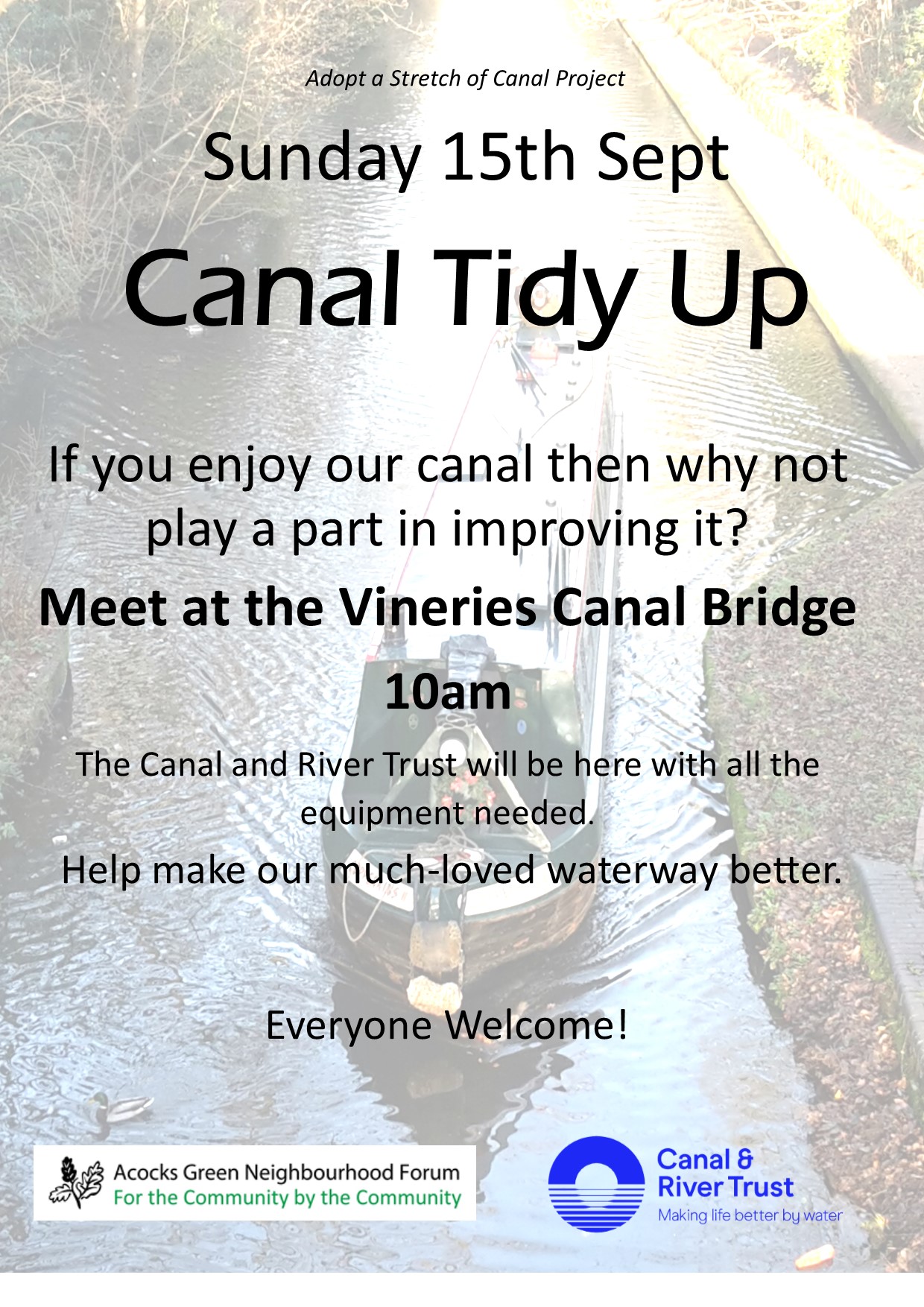 Canal Clean Up – 15th September | Acocks Green Neighbourhood Forum