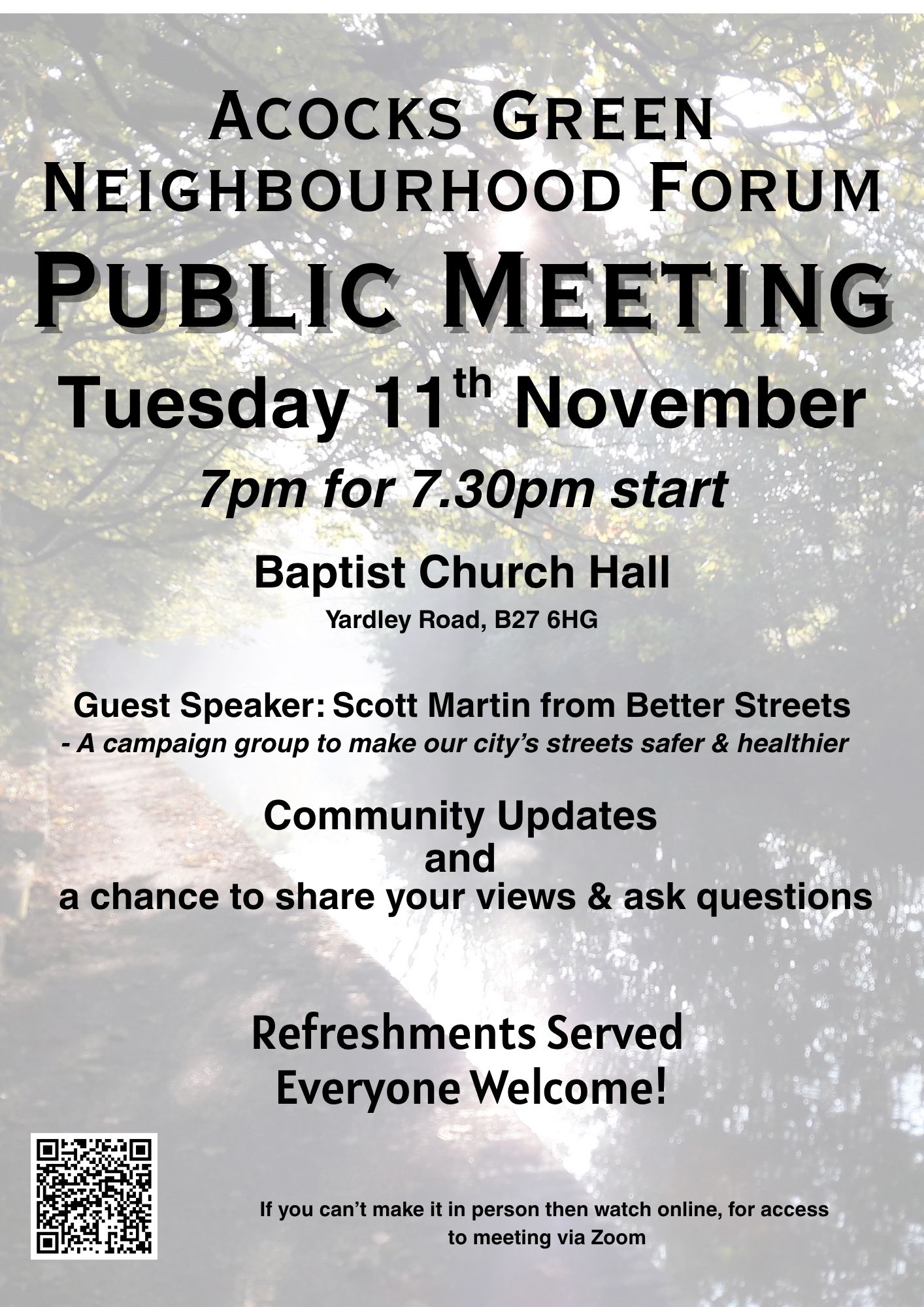Public Meeting – Tuesday 11th November | Acocks Green Neighbourhood Forum